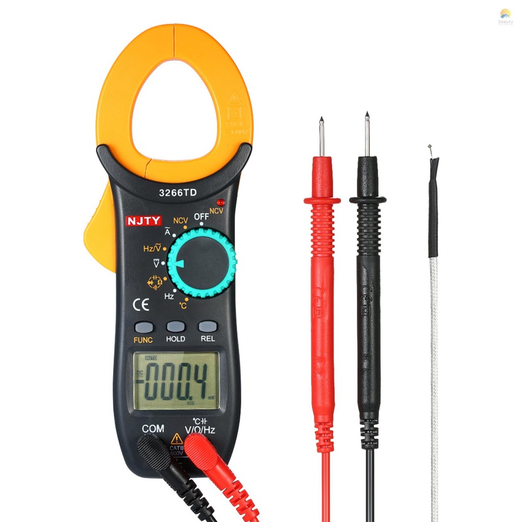 Clamp Meter NJTY Digital Clamp Meter 4000 Counts Auto Range Multimeter ...