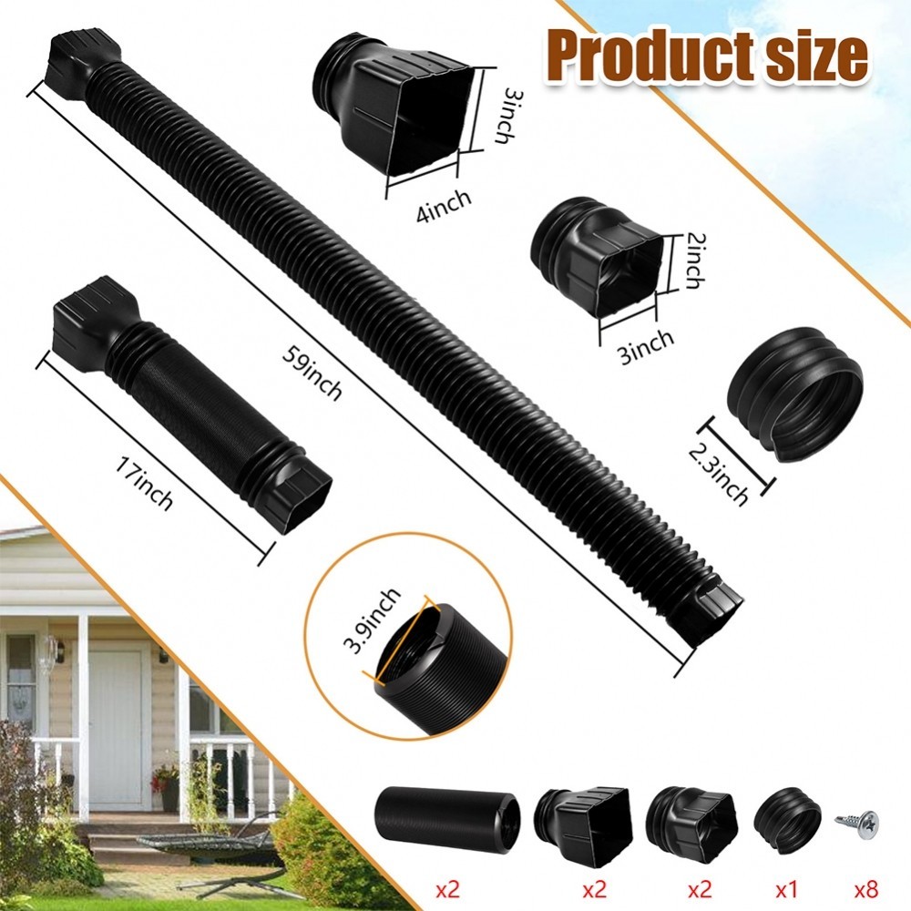 Adjustable Rain Gutter Downspout Extension for Customized Length (77 ...