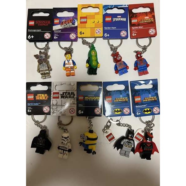 lego keychain LEGO Piranha Asli, Minions, Kelawar, Emmett, Spider-Man ...
