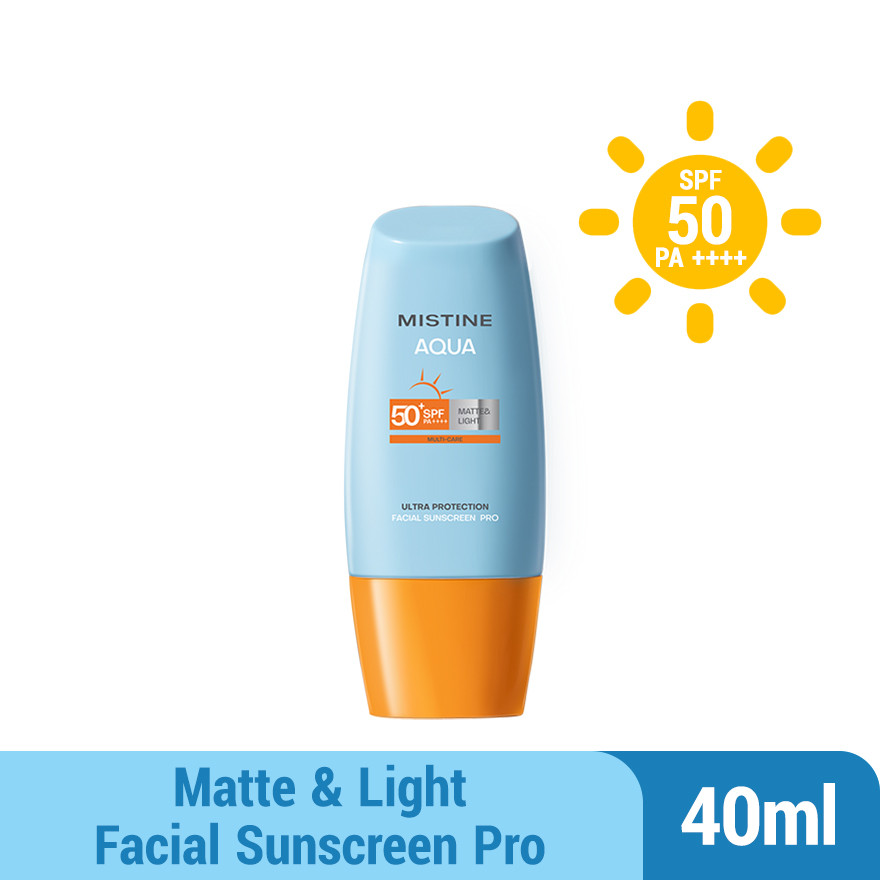 MISTINE Aqua Base Ultra Protection Matte & Light Facial Sunscreen Pro SPF50 PA ++++ 40ml ...