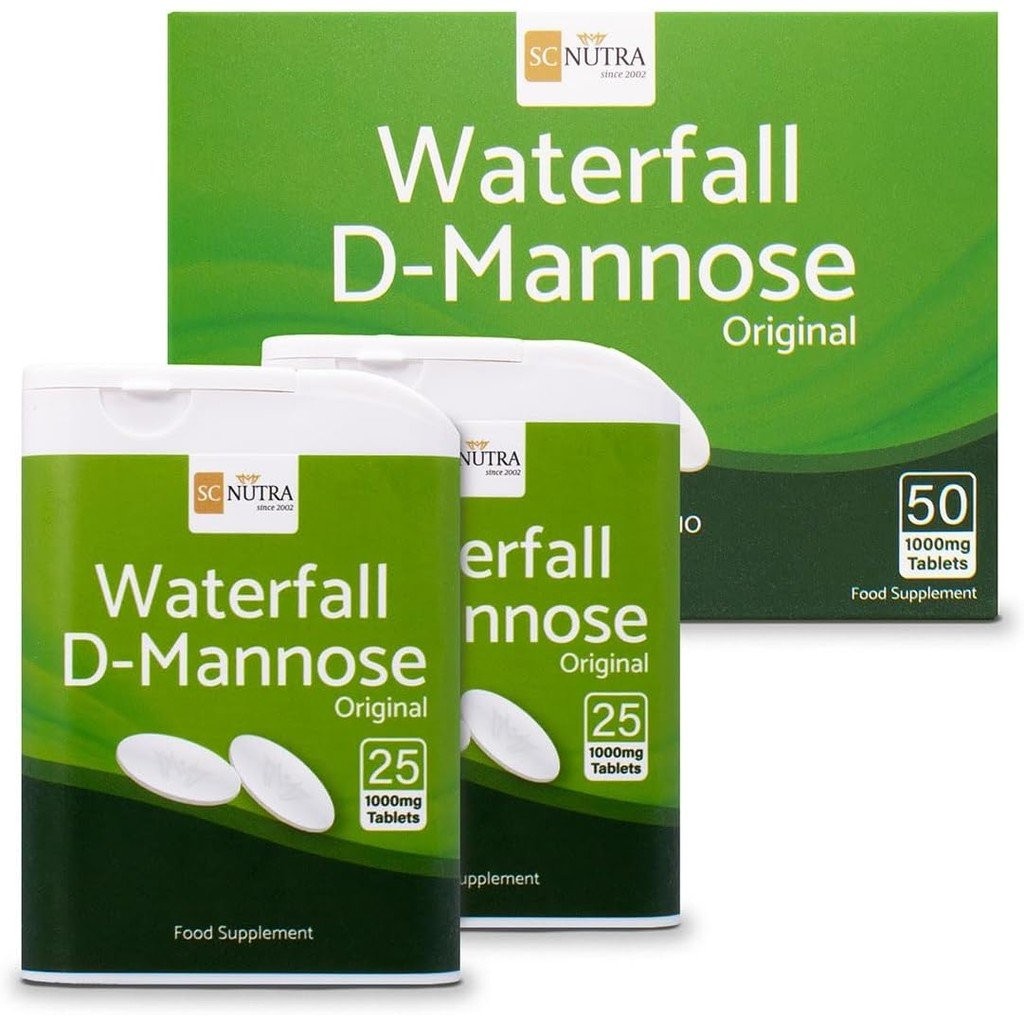 Waterfall D-Mannosio - 1000mg - 50 Compresse - D-Mannosio di betulla pura - SC Nutra (Sweet ...