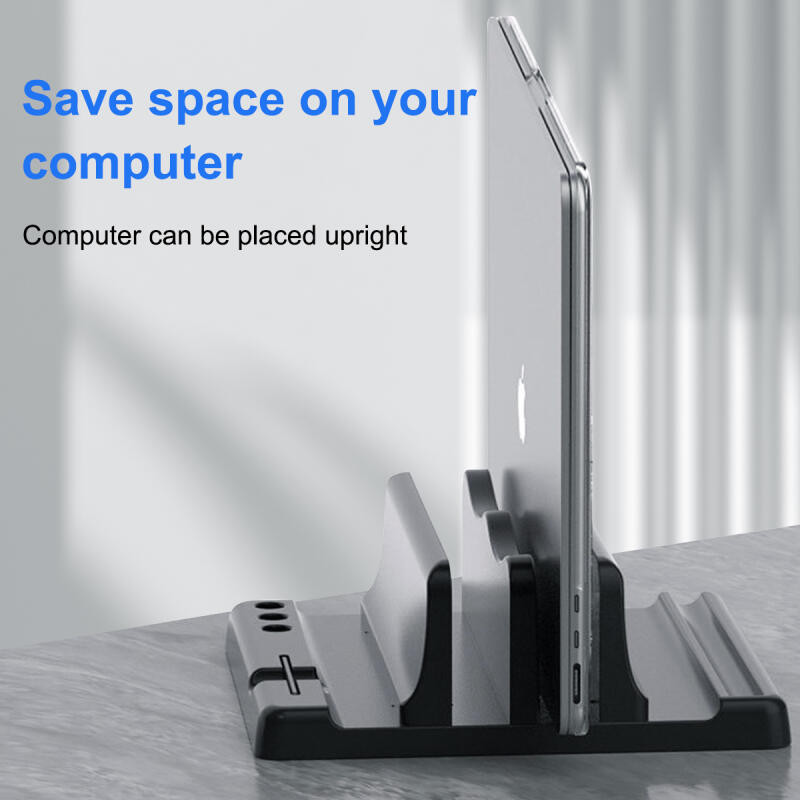 Trendy New Adjustable Vertical Laptop Stand with Dual Slot for Notebook ...