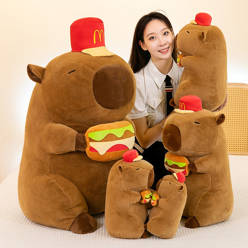 卡皮巴拉玩偶 capybara plush toy capybara plushie Kapibara Burger Plush Toy ...