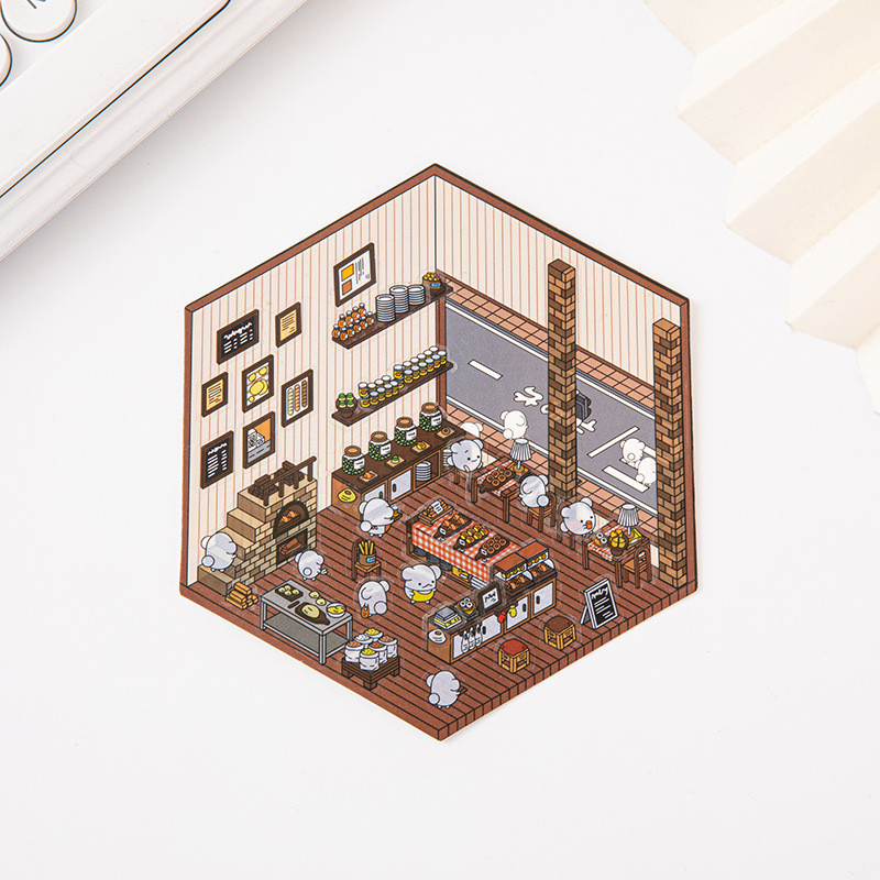 Landscaping hut sticker miniature scene cut-free scene hand account 3D ...