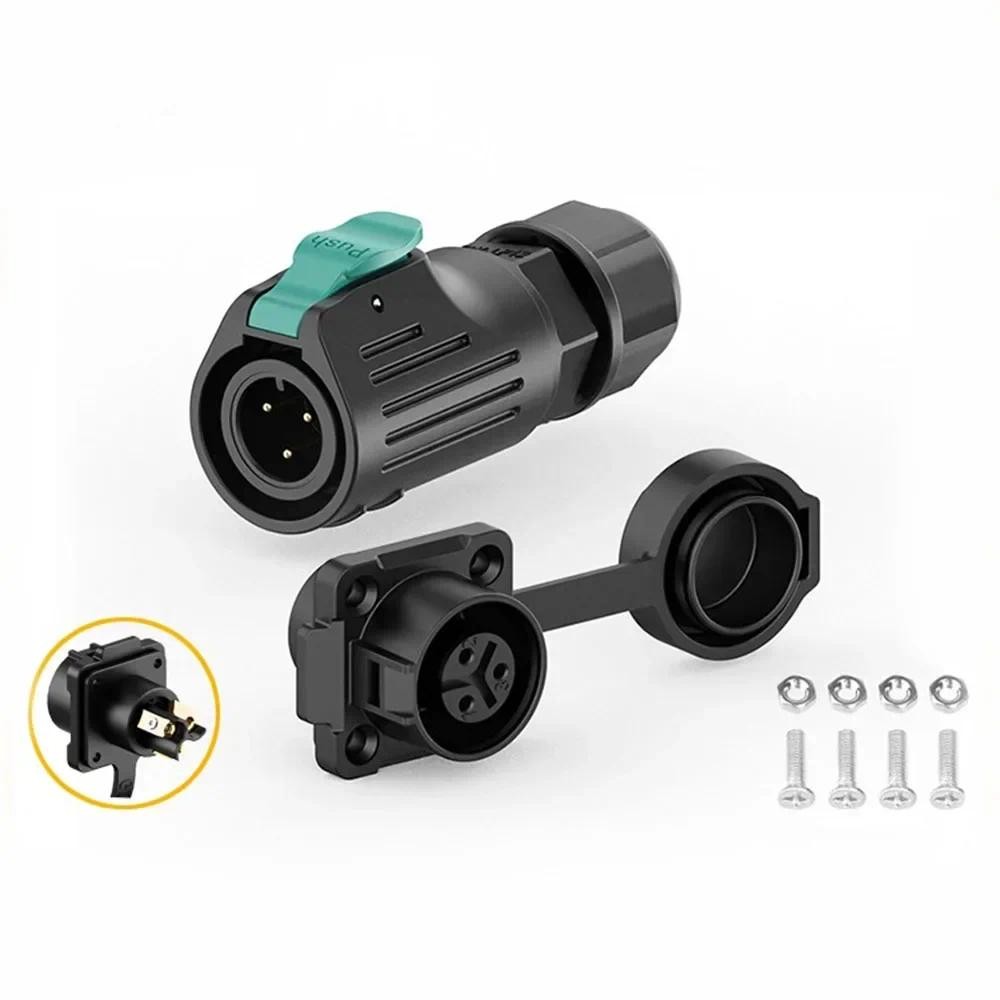 LP12 Waterproof Electrical Male Plug Female Socket Panel Mount Wireless ...