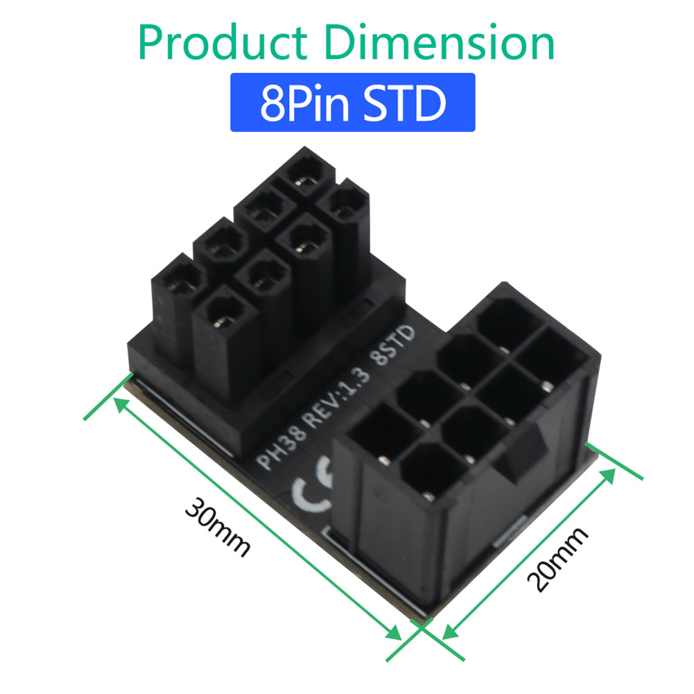 2x 180 Degree Angled Turning Connector Desktops GPU ATX 8 Pin Power ...