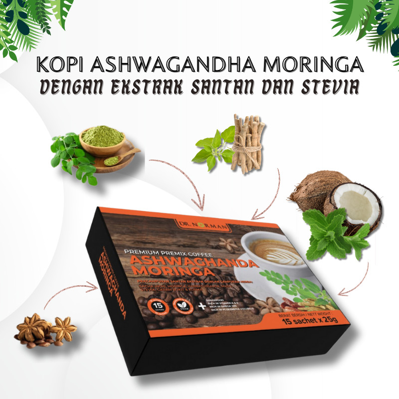 2411 DR NORMAN KOPI ASHWAGANDHA MORINGGA PREMIUM PREMIX COFFEE | Shopee ...