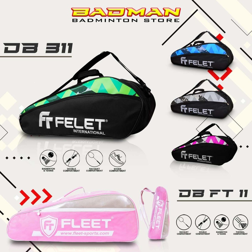Felet Double Bagpack DB 311 Backpack 2 Zip Racket Bag Rackets Bag ...