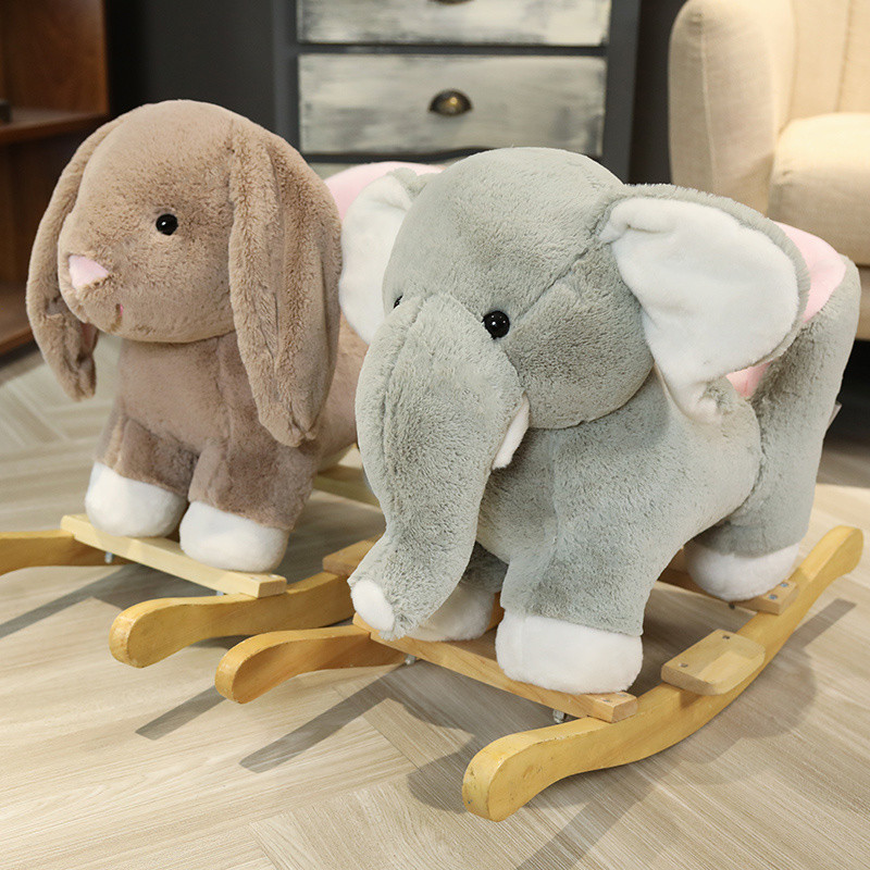 Ins Nordic Style Trojan Horse Children Rocking Horse Solid Wood Rocking ...