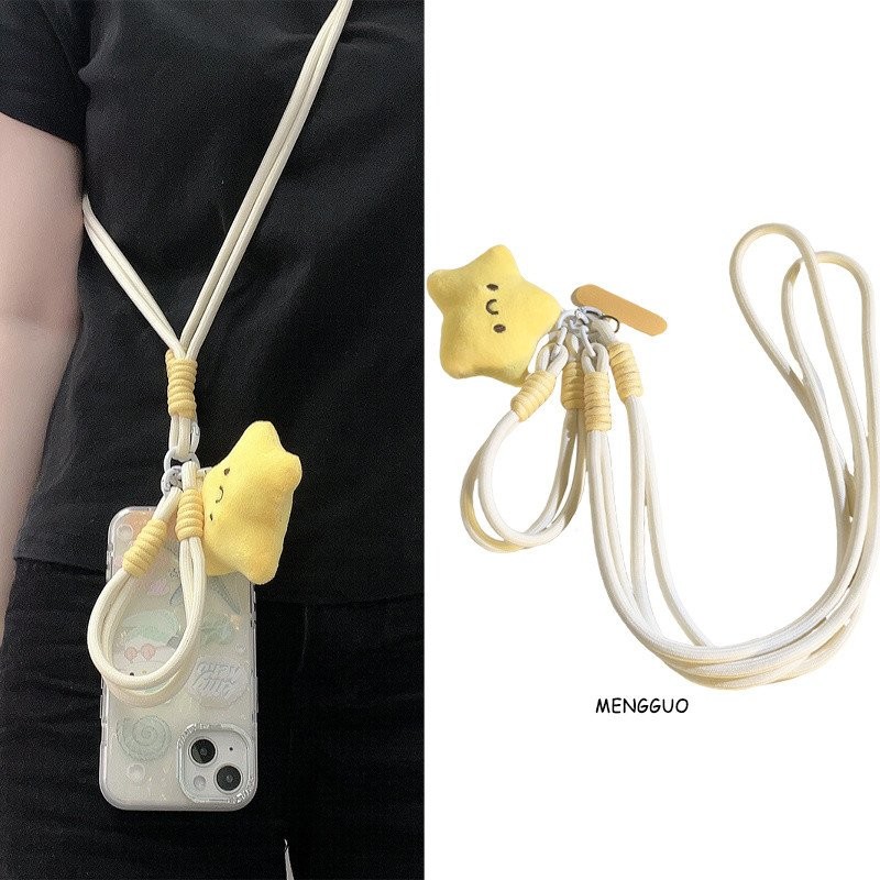 Super Cute Smile Little Yellow Star Phone Case Long Diagonal Rope Women ...