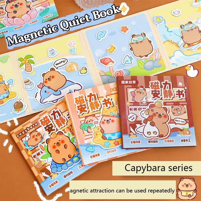 Cute Capybara Magnetic Quiet Book Kid's Cut-free Educational Stickers ...