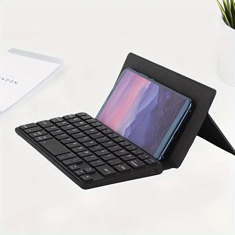Mini Wireless Keyboard Foldable Phone Keyboard with Stand Holder ...