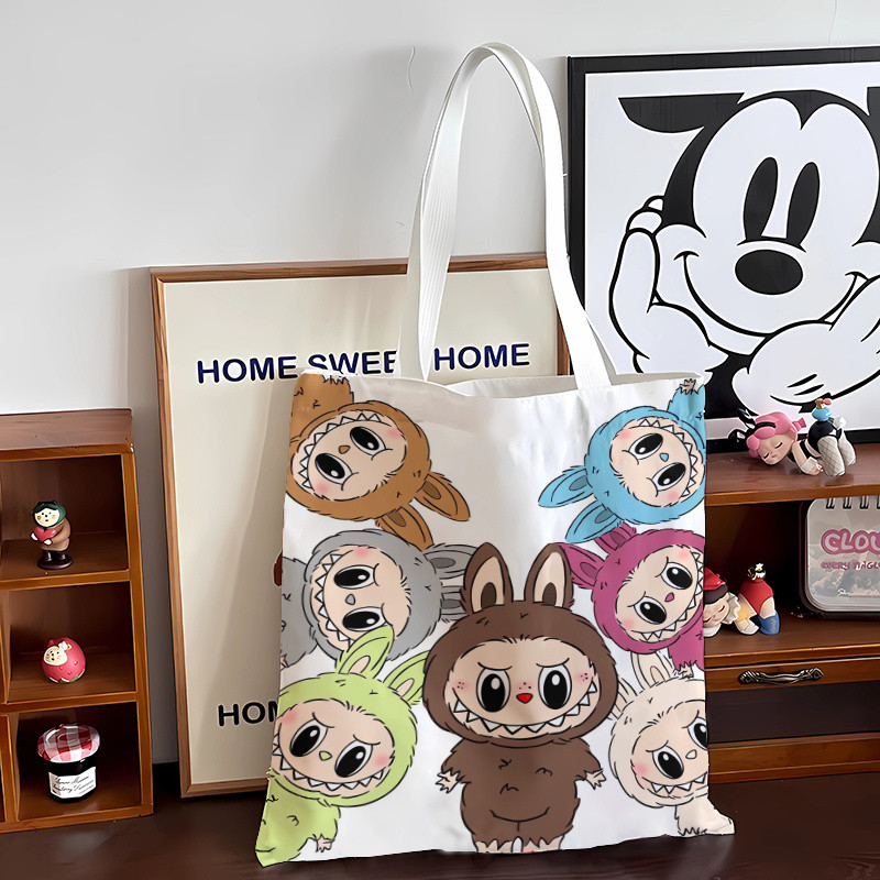 Canvas Bag Female labubu labubu Student Tutorial Tote Bag Capacity ...