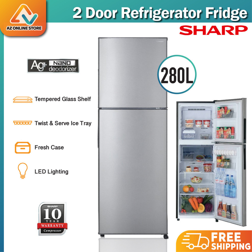 FREE SHIPPING Sharp 2 Door Fridge 280L Refrigerator SJ285MSS Peti Sejuk ...