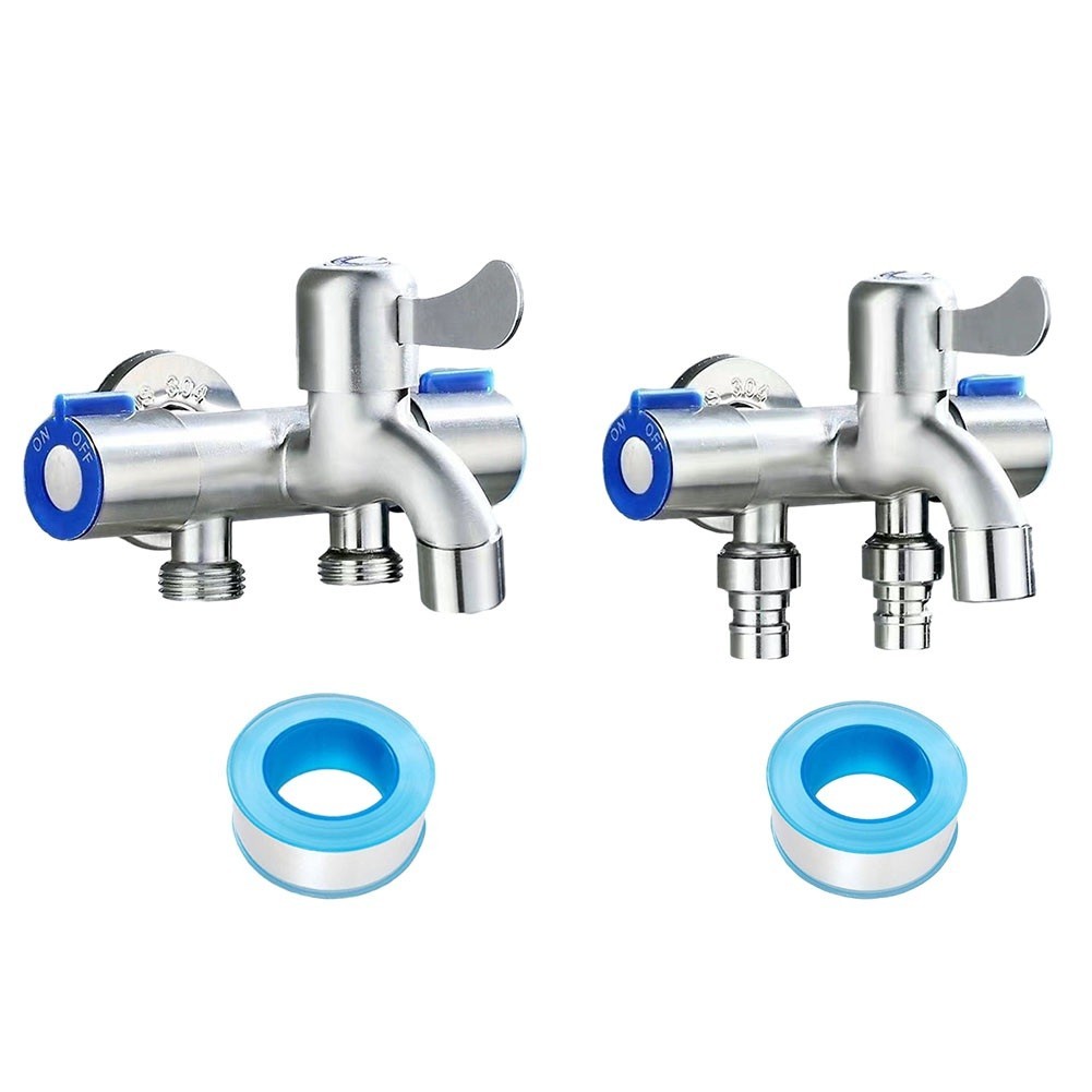 ⭐CuteBB⭐Stainless Steel Three Way Tap Sink Faucet Washing Machine 2 Way ...