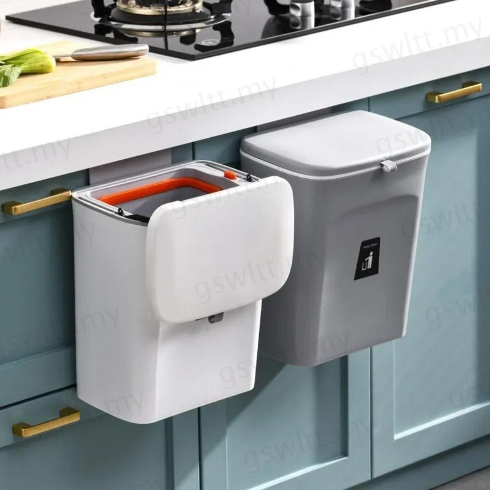 GSWLTT Waste Bin, Door Hanging Plastics Trash Can Bin With Lid ...