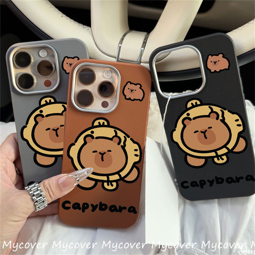 Capybara Cartoon Leather Casing for iPhone 11 13 12 14 15 16 Pro Max X ...