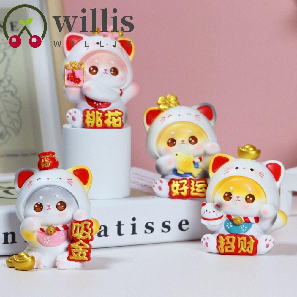 WILLIS Chinese Lucky Wealth Cat Statue, Mascot Cute Fortune Cat ...