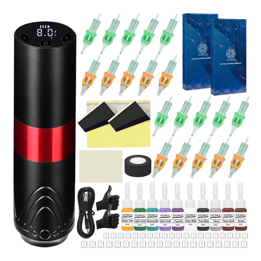 ATOMUS Tattoo Wireless Tattoo Gun Kit with 1600 mAh Capacity Battery ...