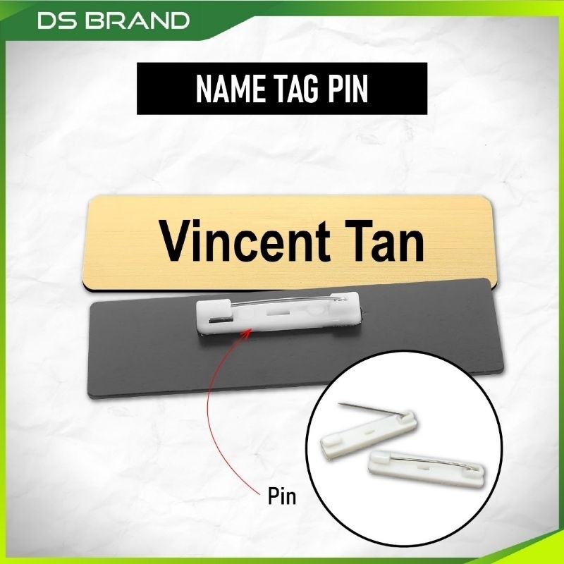 Engraving Name Tag Pin /Name Tag Sekolah & Guru / Name Tag Magnet ...