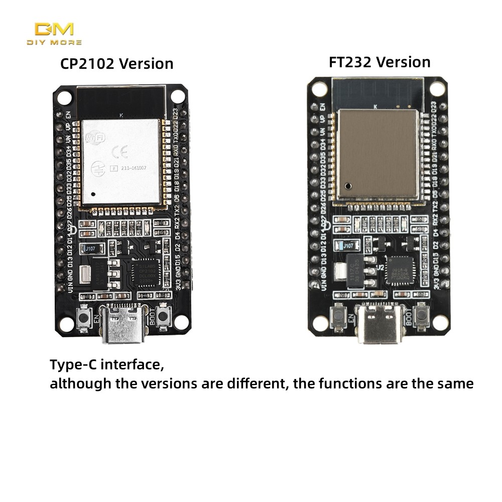 DIYMORE CP2102/FT232 ESP32S ESP32 ESP-WROOM-32 Development Board 2.4GHz Dual-Core WiFi Bluetooth ...