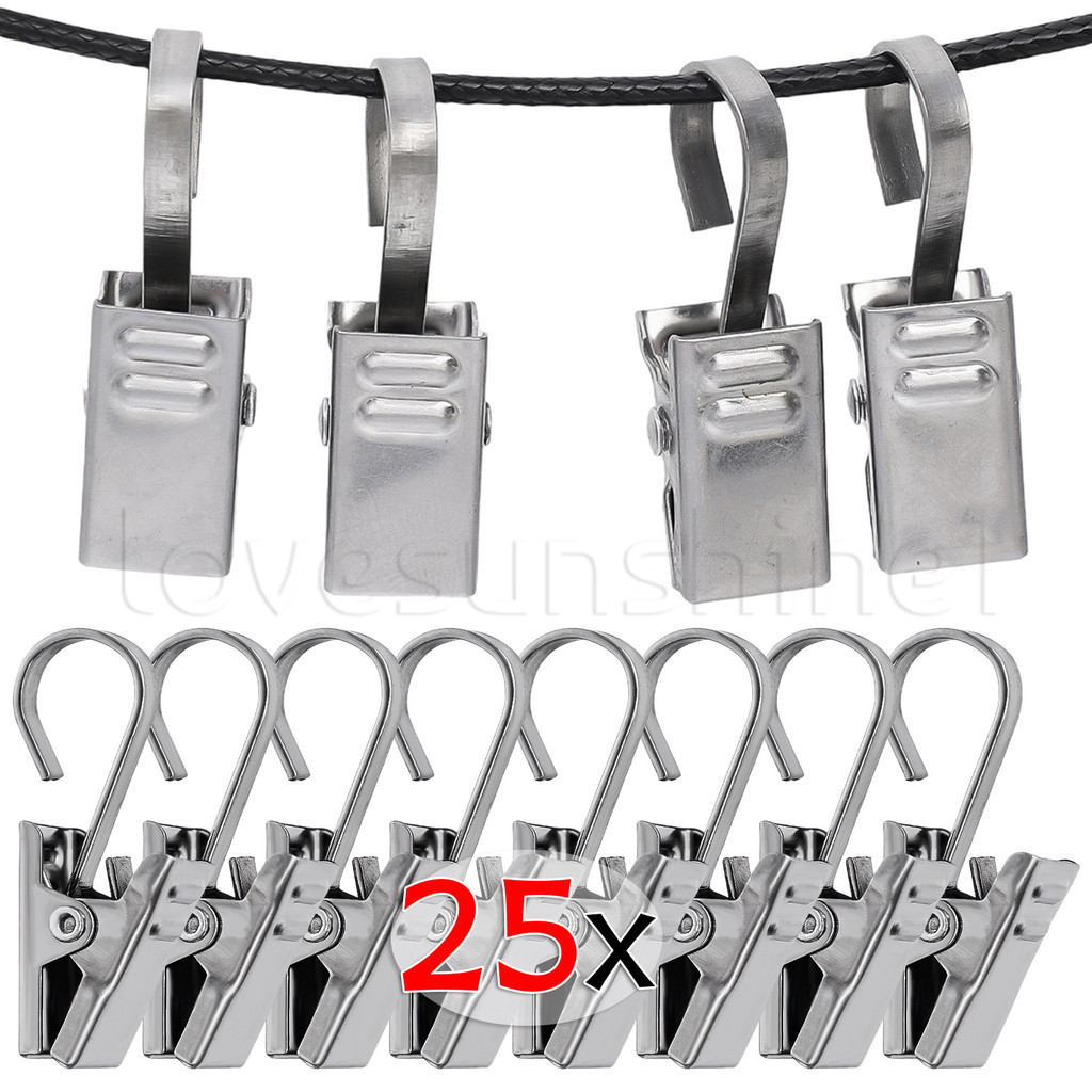 Photo Decorative Fixed Hook Clip - Shower Window Curtain Clamps - 25Pcs ...