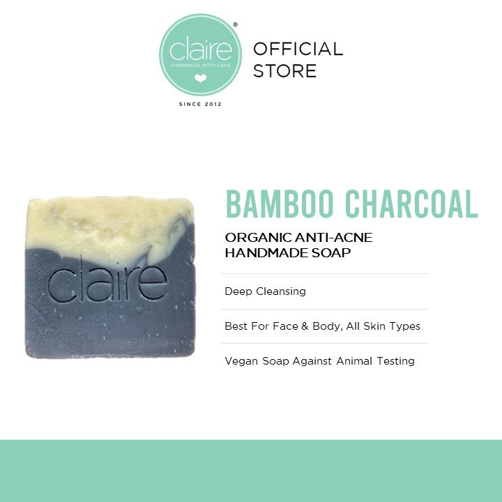 Claire Organics Bamboo Charcoal Facial & Body Handmade Soap Bar - Deep ...