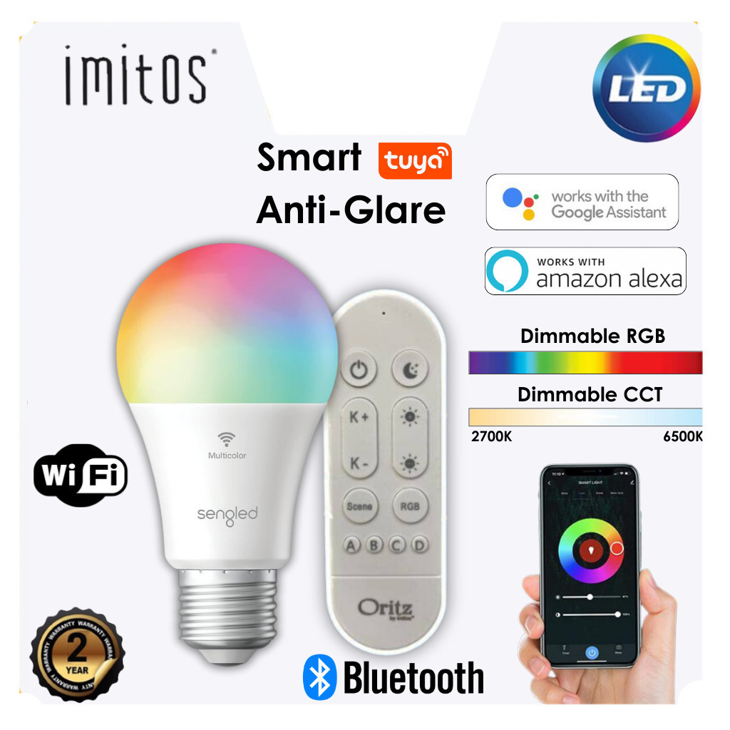 Smart Wifi Bluetooth Light Bulb E27 LED RGB Lamp Tuya Ai Home RGB CCT ...