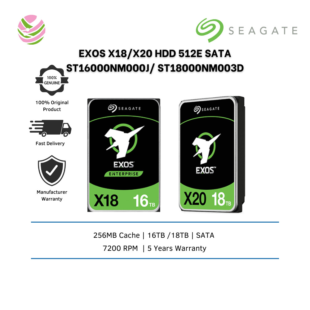 Seagate Exos X18/X20 HDD 512E SATA (ST16000NM000J/ ST18000NM003D), 18TB ...