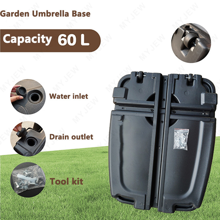 Patio Outdoor Garden Umbrella Base with 60L Water Filling Tank and ...
