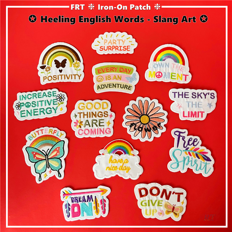 ☸ Healing English Words - Slang Art Iron-on Patch ☸ 1Pc Good Things Are ...