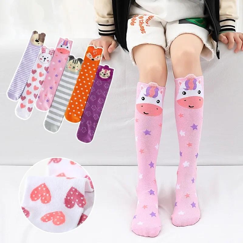 1pair Children Socks Long Socks Girls Cartoon Knee Socks Free Size Foe ...
