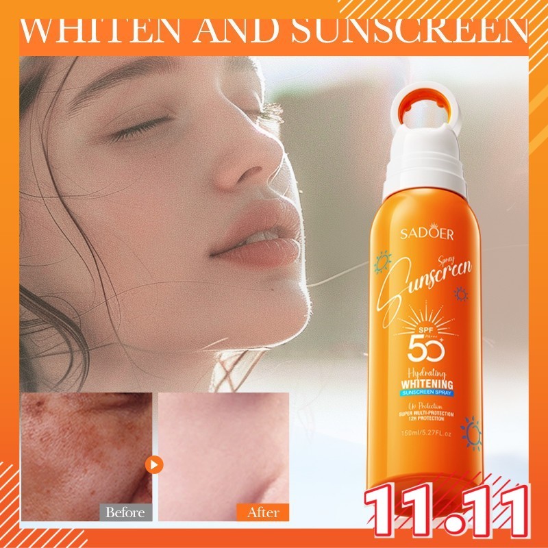 MAY SADOER Hydrating Whitening Sunscreen Spray SPF50 PA+++ Sun Protection Moisturizing ...