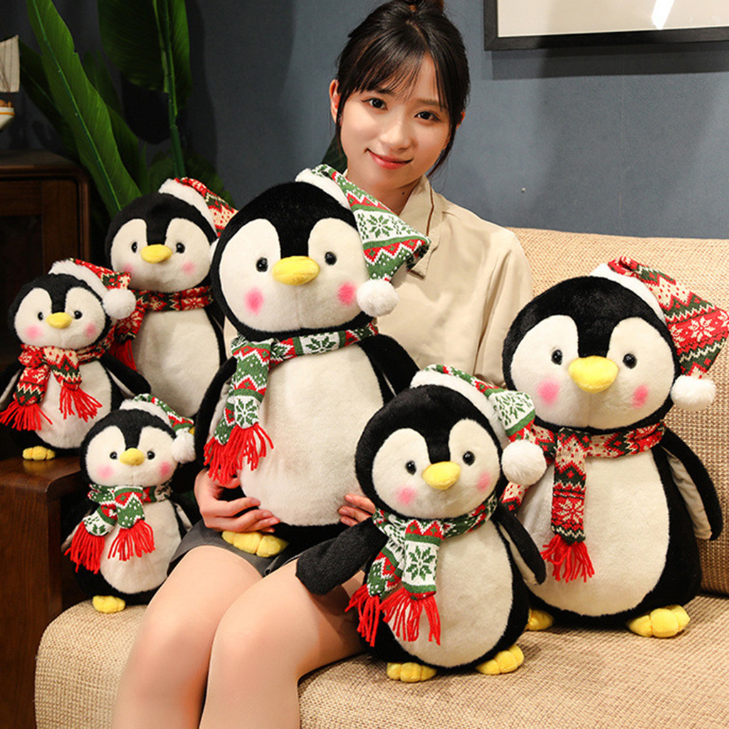 [FB] Cute Plush Penguin Stuffed Animal with Hat And Scarf Soft Body ...