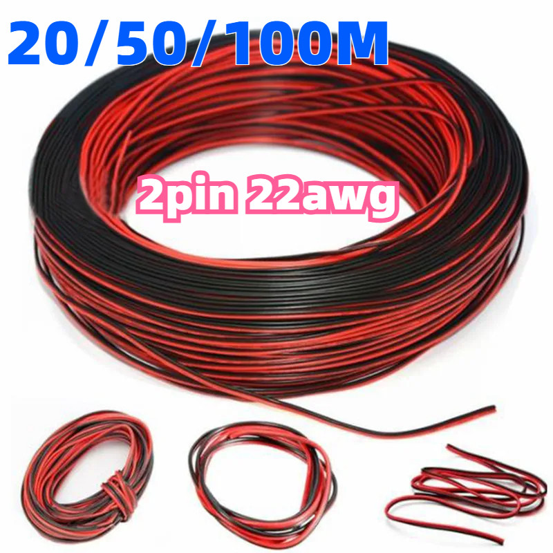 20/50/100M 22awg PVC Insulated Wire 2pin Tinned Copper Cable ...