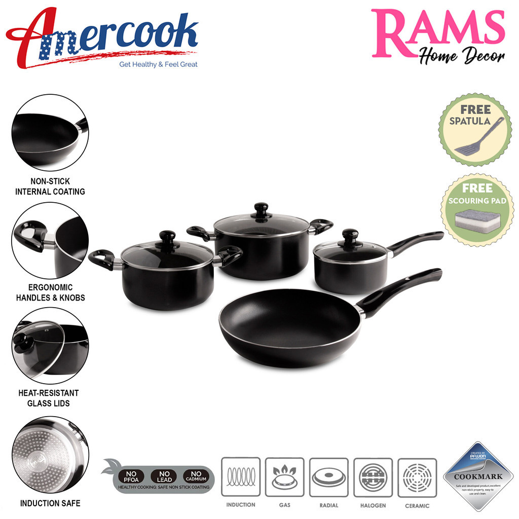 Amercook 4 Pcs Induction Galaxy Line Cookware Set with Nonstick Coating ...