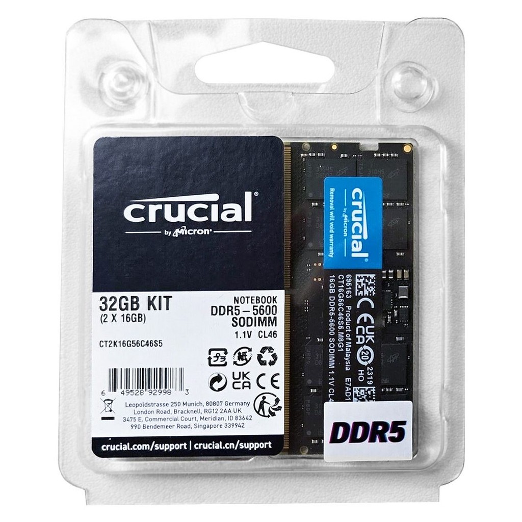 Crucial 32GB (2x16GB) DDR5 5600MHz 262-Pin SO-DIMM RAM Laptop Memory ...