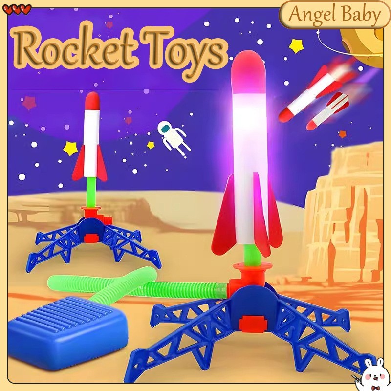 Rocket Toys for Kid Flashing Flying Rocket Toy Foot-operated Launcher ...