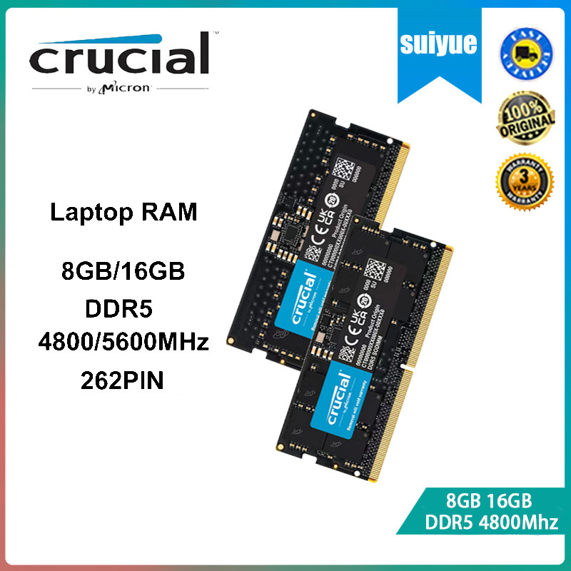 Crucial 8GB 12GB 16GB 32GB 42GB DDR5 4800Mhz 5600Mhz 1.1V 262Pin SODIMM Laptop Memory RAM ...