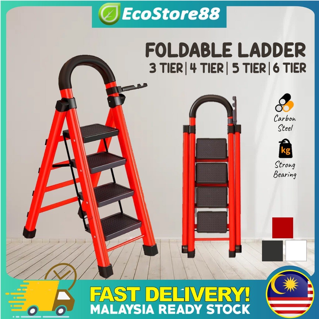 Tangga Lipat 3/4/5/6 Tier Heavy Duty Ladder Foldable Household Indoor ...