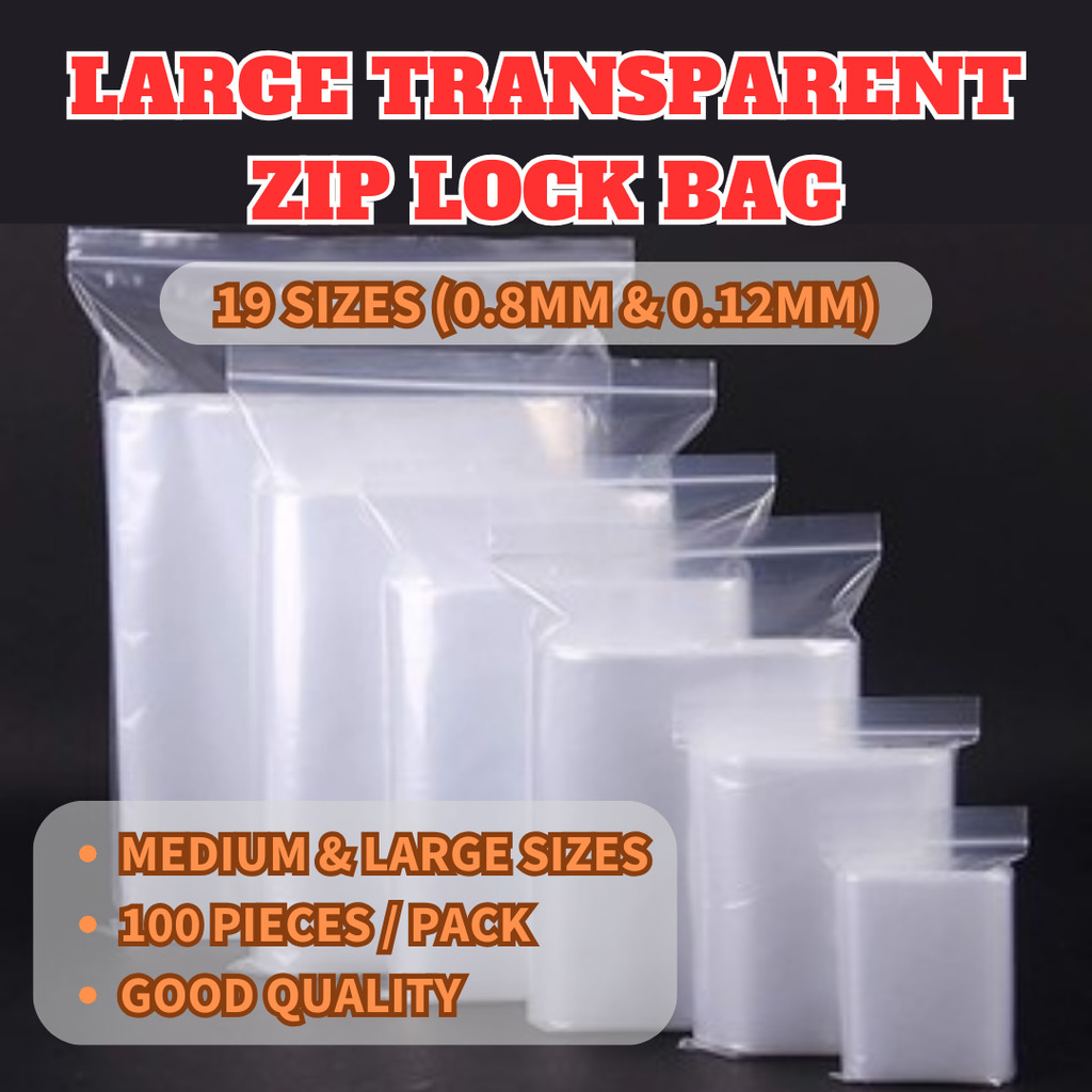 DaintyHome 100PCS Extra Thick Transparent Zip Lock Bag 0.08mm 0.12mm ...