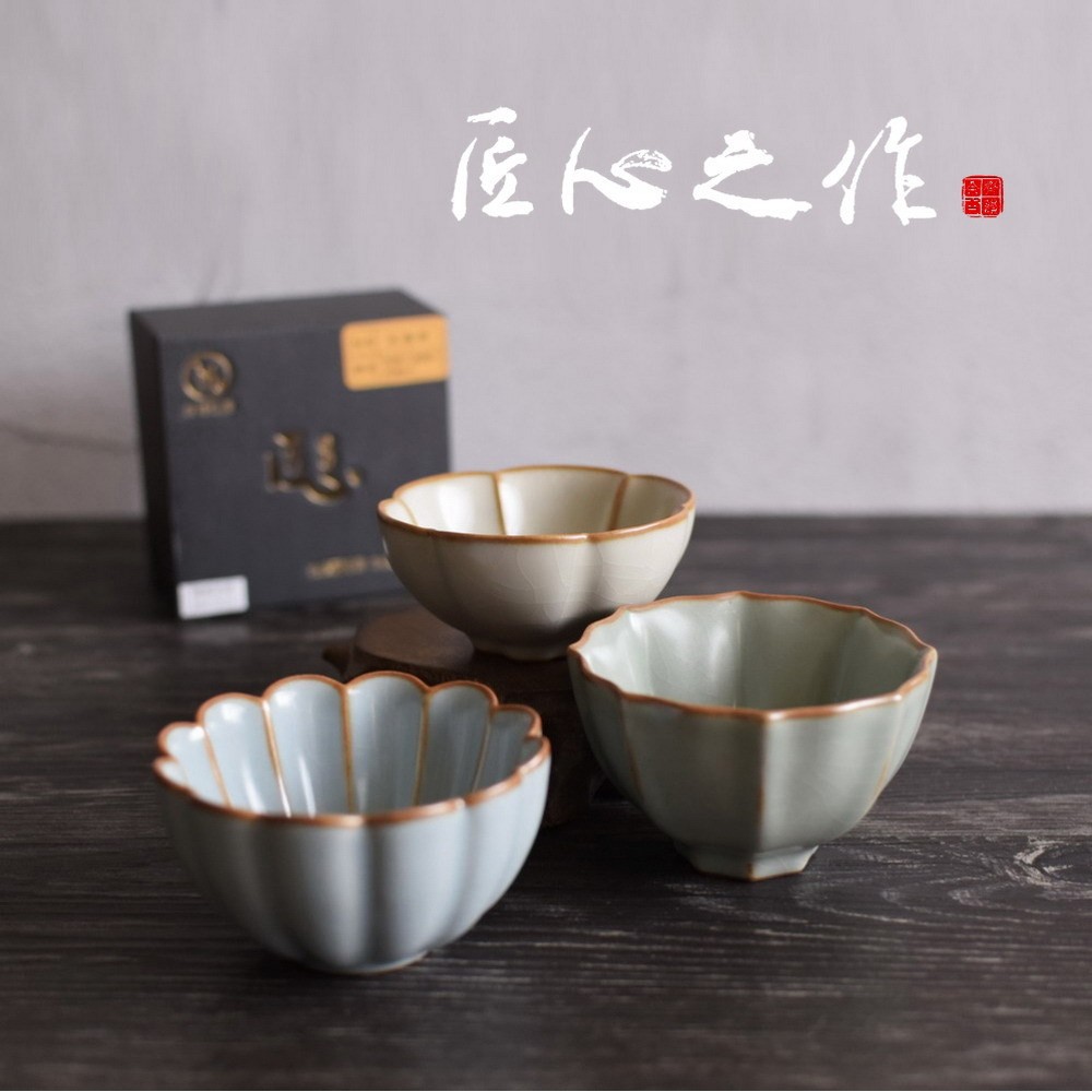 Cawan teh Ruyao, cawan induk, kacang, rekahan sutera emas, cawan buatan ...