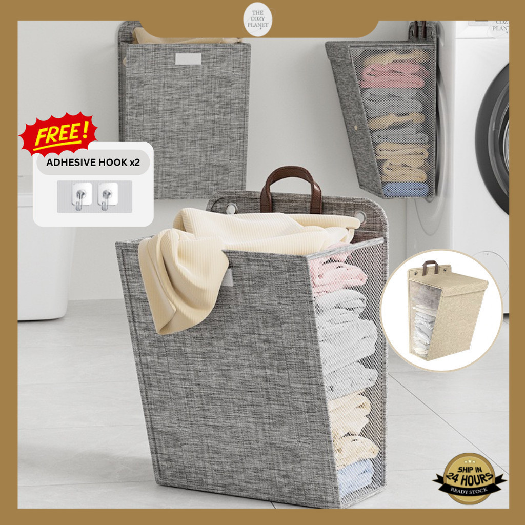 Wall Mounted Laundry Clothes Basket with Cover Waterproof Large ...