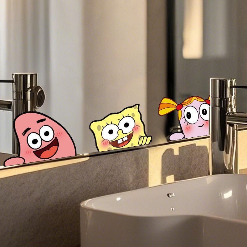 Creative SpongeBob SquarePants Window Decoration Stickers-Toilet Mirror ...