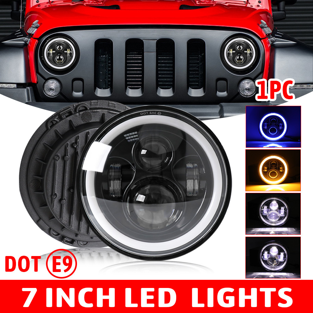 MGLLIGHT 7 Inch Round LED Headlight High Low Beams Car Driving Lights ...