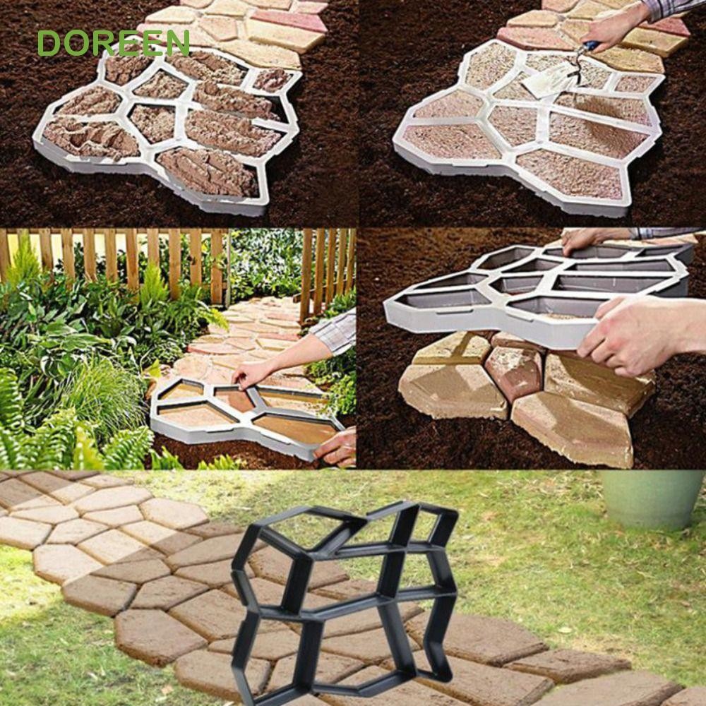 DOREEN Stone Brick Concrete Mold, Garden Plastic Path Maker Paver Molds ...