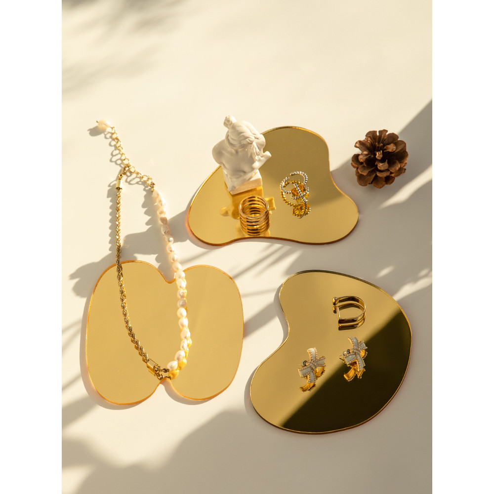 Ins Acrylic Gold Mirror Reflection Board jewelry Photograph Props Photo ...