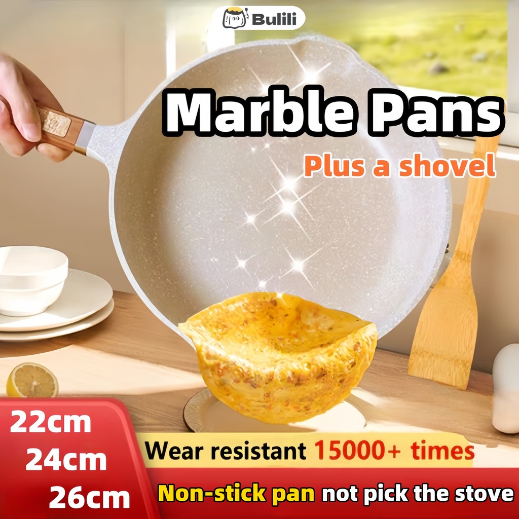 Kuali Tidak Melekat Non Stick Frying Pan Marble Pans Multi-Purpose ...