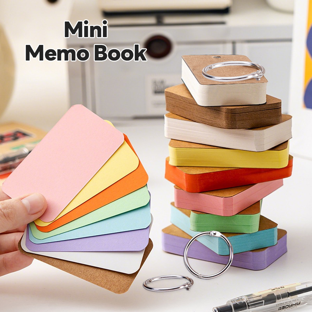LAKOE Blank Memo Card Portable Colourful Note Book Flash Cards With ...