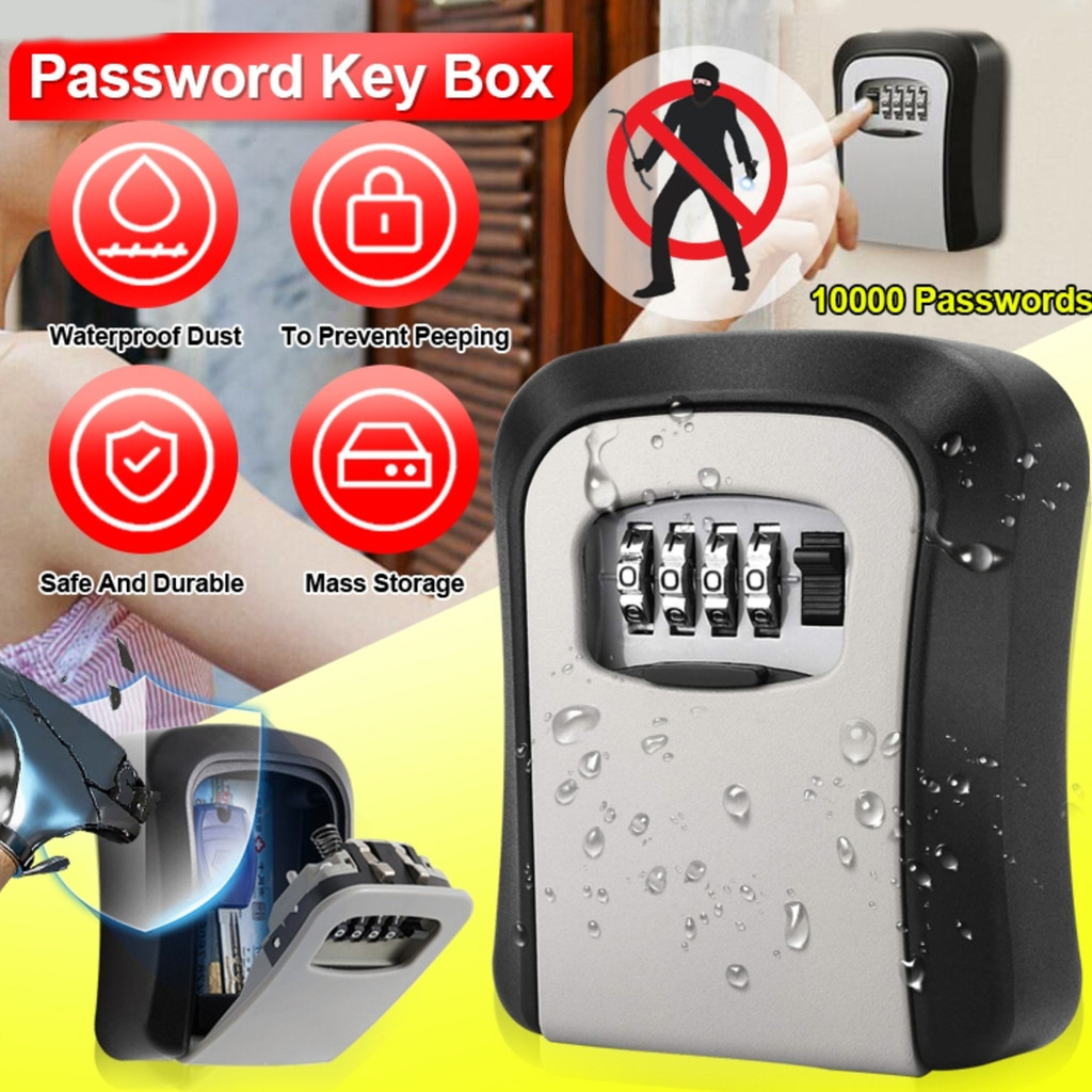 Wall Mount Key Safe Box Numbering Lock Key Storage Lock Box 4 Digits ...